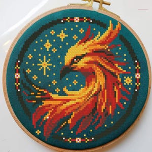 Blazing Phoenix Cross Stitch Pattern: Easy DIY Bird Design (PDF ...