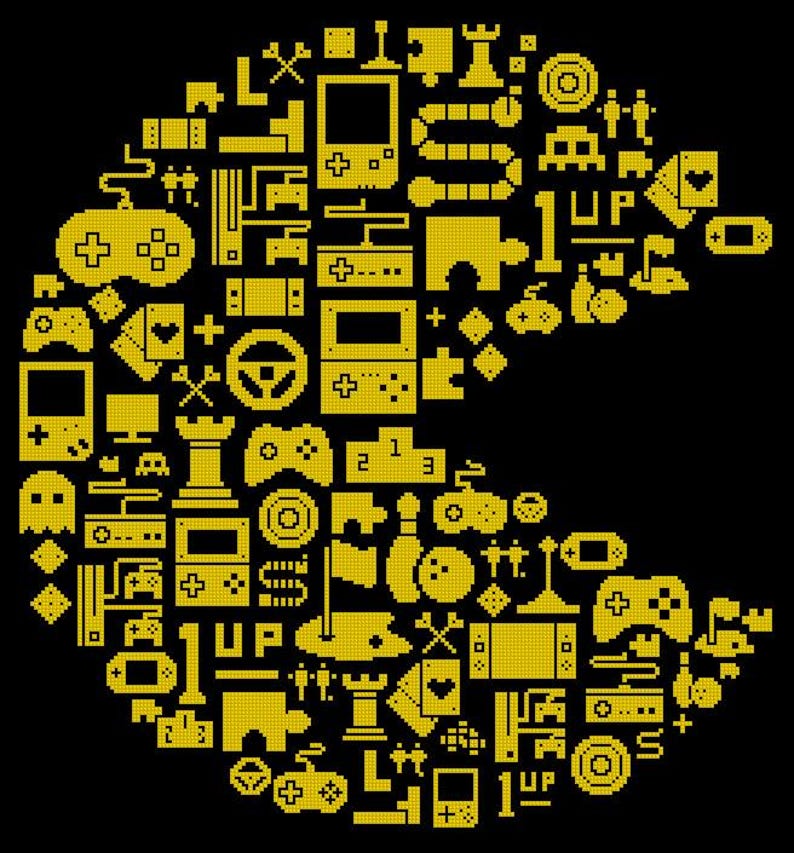Pac-man Game Symbols Cross Stitch Pattern: DIY Embroidery (PDF Download ...