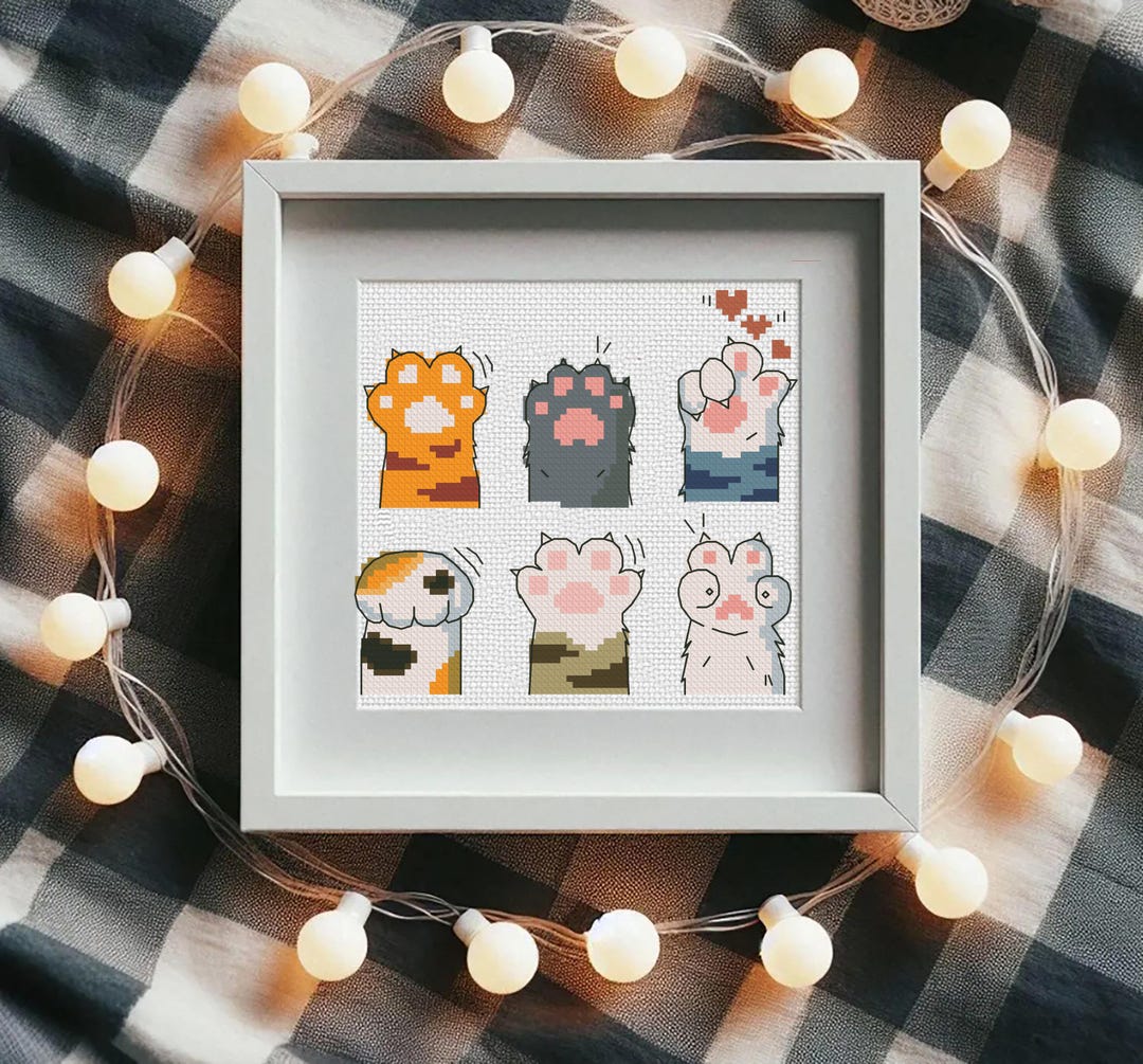 Cat Paws Cross Stitch Pattern, Kitten Embroidery Design (PDF Download ...