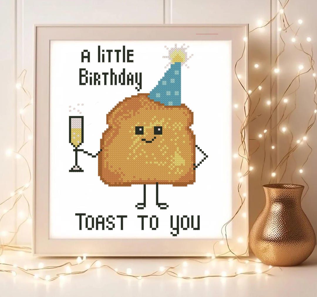 Birthday Champagne Cross Stitch Pattern: Toast Card DIY (PDF Download ...
