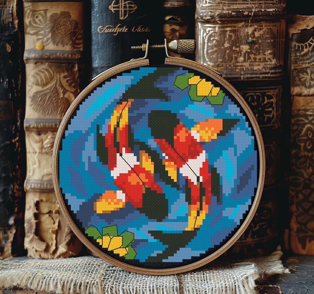 A Pair of Bright Koi Fish Cross Stitch Pattern PDF 68х68 Stitches Easy ...
