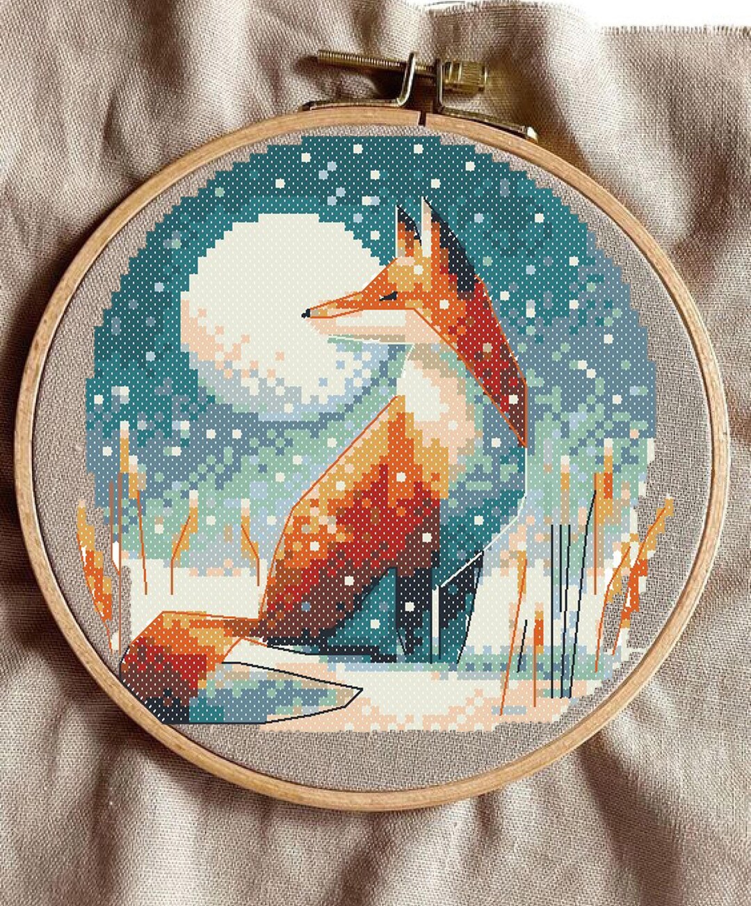 Fox and the First Snow Cross Stitch Pattern PDF 69х69 Stitches Simple ...