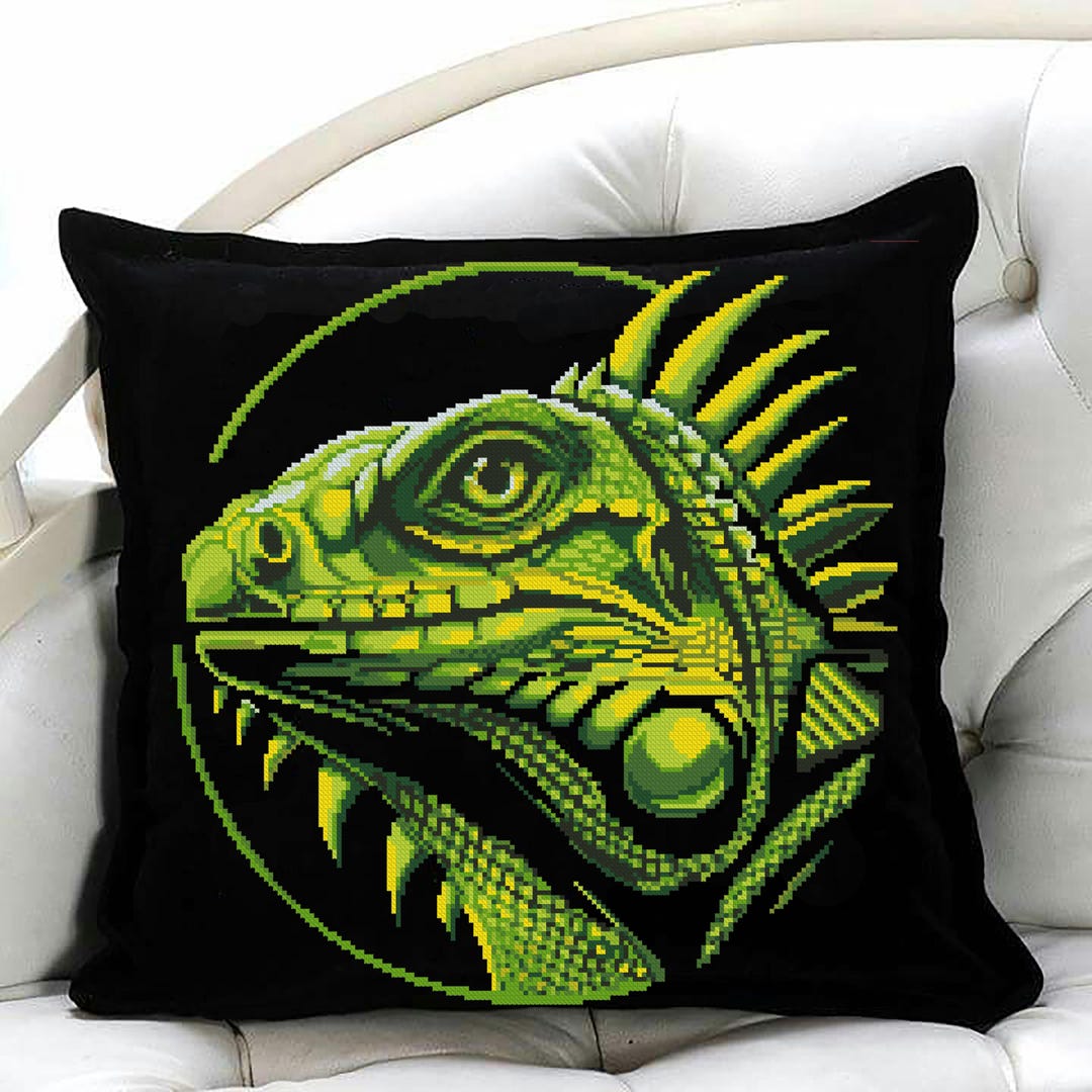 Green Lizard Cross Stitch Pattern PDF 159х163 Stitches Easy Cozy Pattern for Cool Gift DIY ...