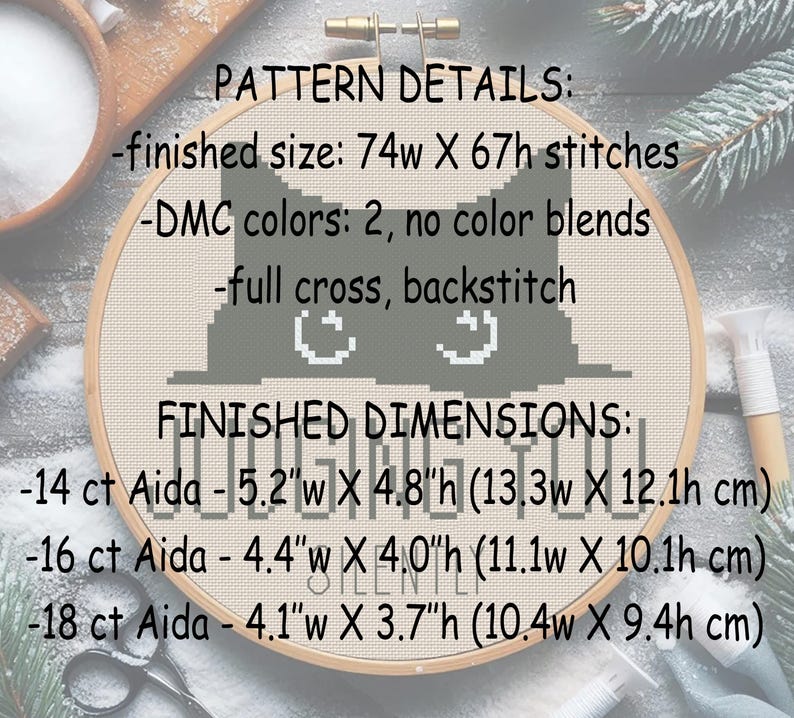 Judging Cat Cross Stitch Pattern, Funny Black Cat PDF (74x67 Stitches ...