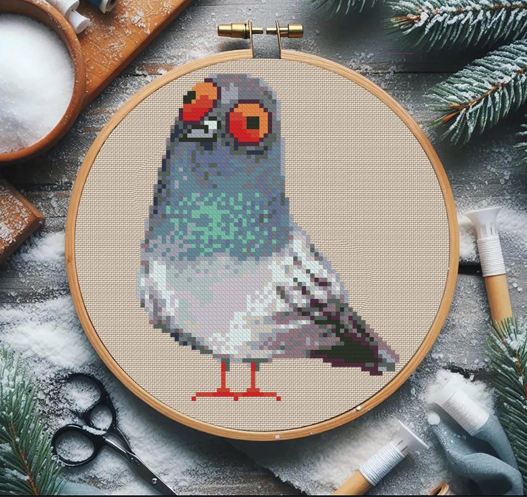 Funny Pigeon With Bulging Eyes Cross Stitch Pattern PDF 62х77 Stitches ...
