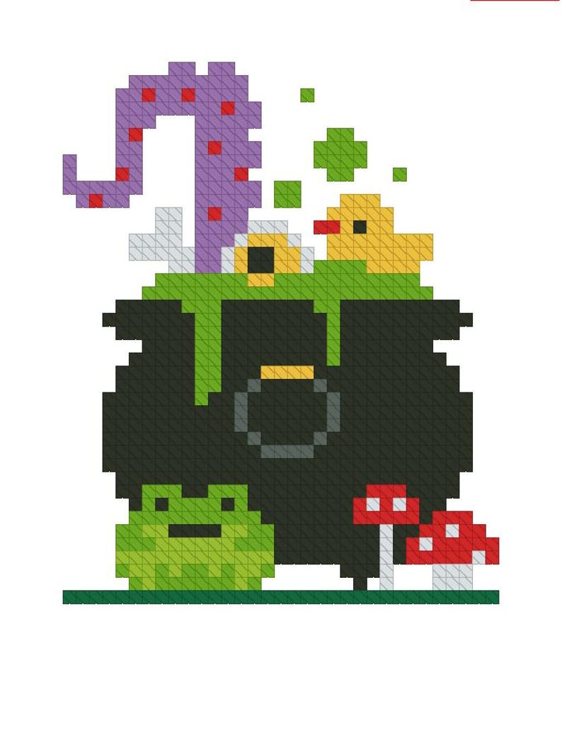 Witch's Cauldron Cross Stitch Pattern: Easy Cozy Potion Design (PDF ...