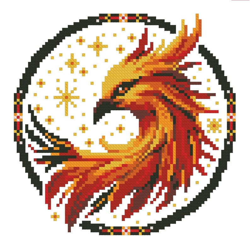 Blazing Phoenix Cross Stitch Pattern: Easy DIY Bird Design (PDF ...