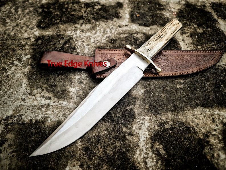 15.5 Handmade D2 Tool Steel Hunting Big Vintage Bowie Knife With Stag Handle Birthday ...