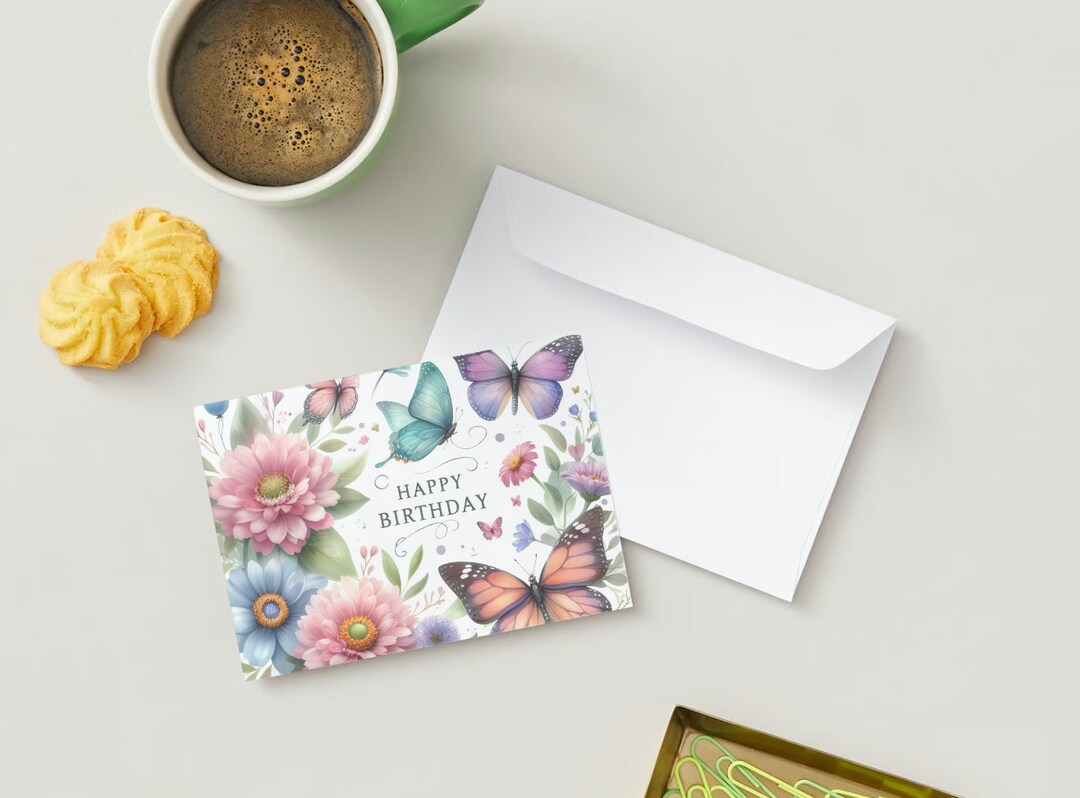 Elegant Happy Birthday Printable Card | Digital Download Birthday ...