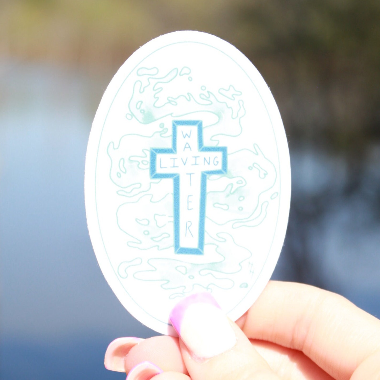 Living Water Cross Sticker - Etsy