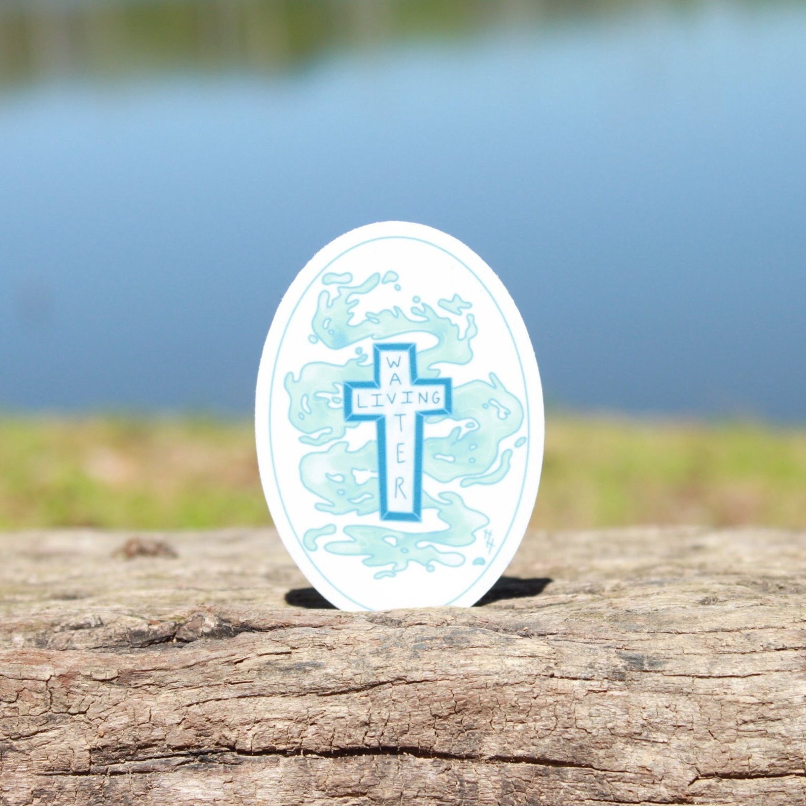 Living Water Cross Sticker - Etsy