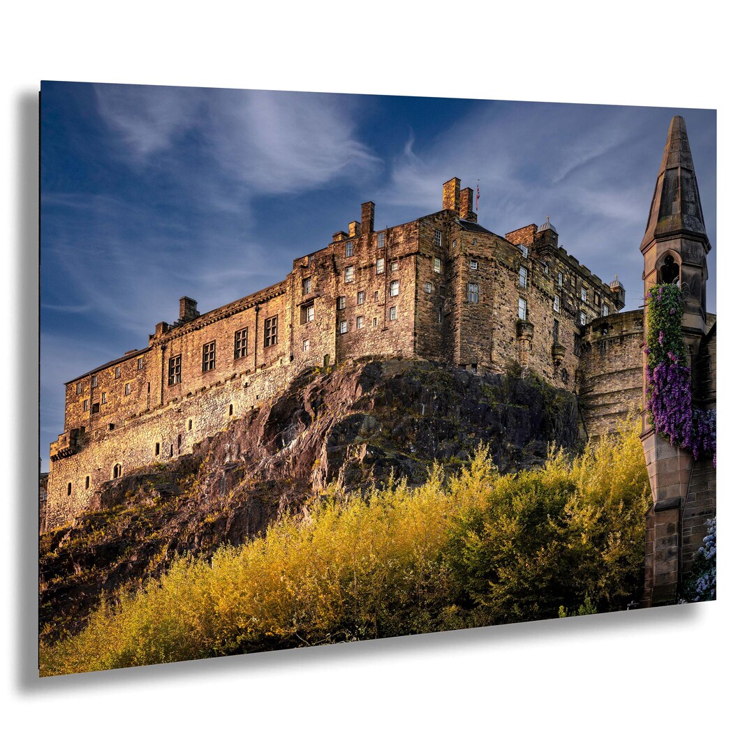 Edinburgh Castle Scotland Atop the Hill at Golden Hour W/ Fall Colors ...