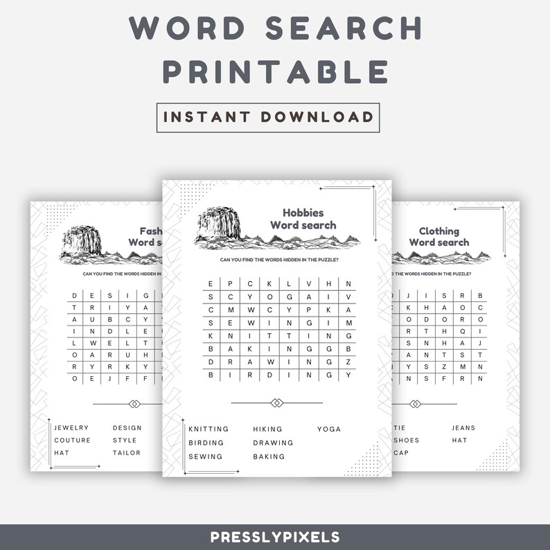 Exciting Word Search Puzzle Printable, 20 Fun Challenges for Game Night ...