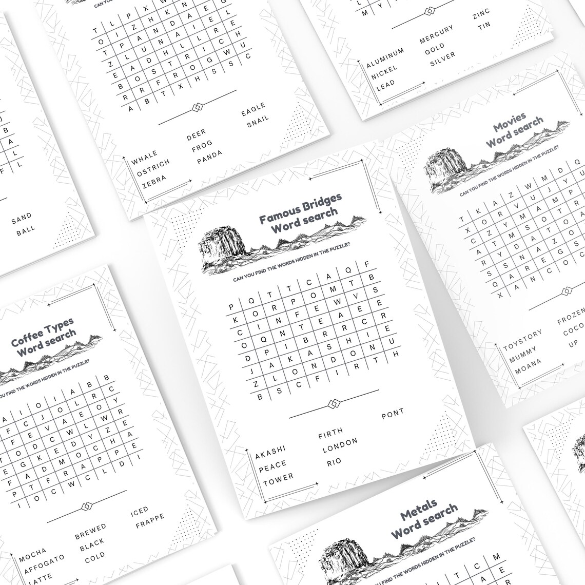 Exciting Word Search Puzzle Printable, 20 Fun Challenges for Game Night ...