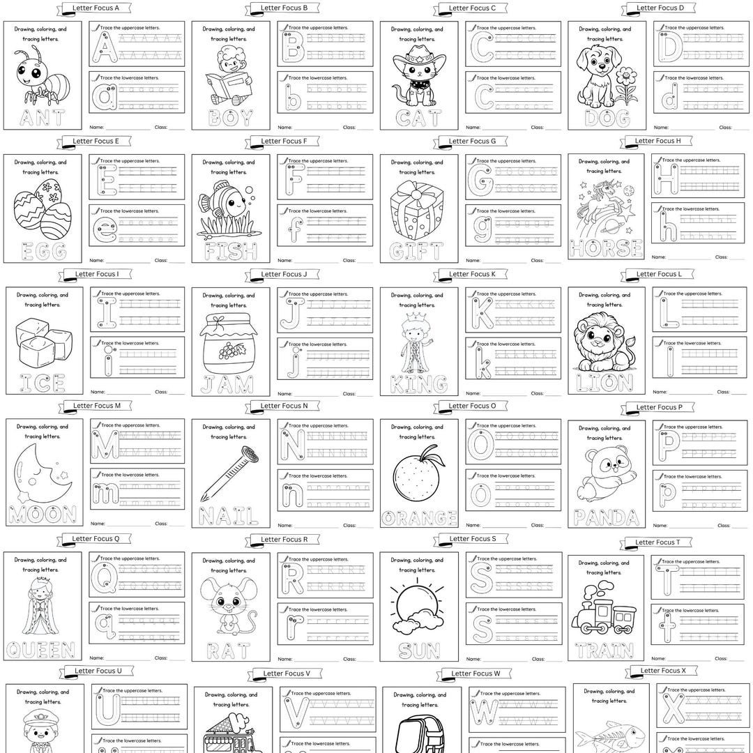 Educational Tracing Letters A-Z & Coloring Book Set for Kids Fun ...