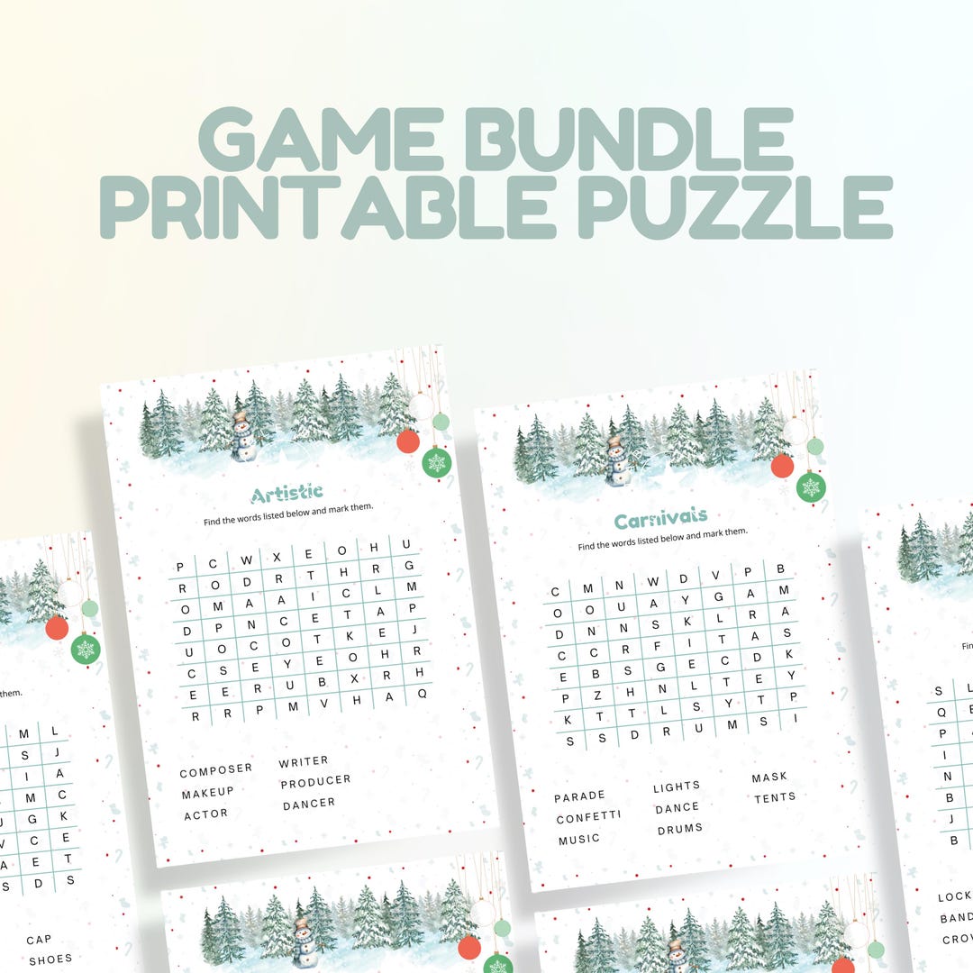 Party Printable Game Fun Holiday 20 Categories Word Search & Trivia for ...