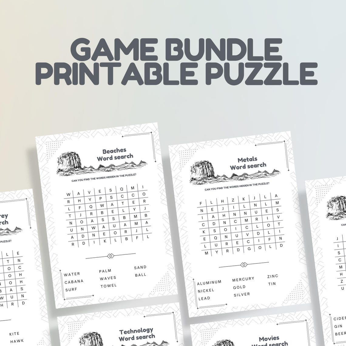 Exciting Word Search Puzzle Printable, 20 Fun Challenges for Game Night ...