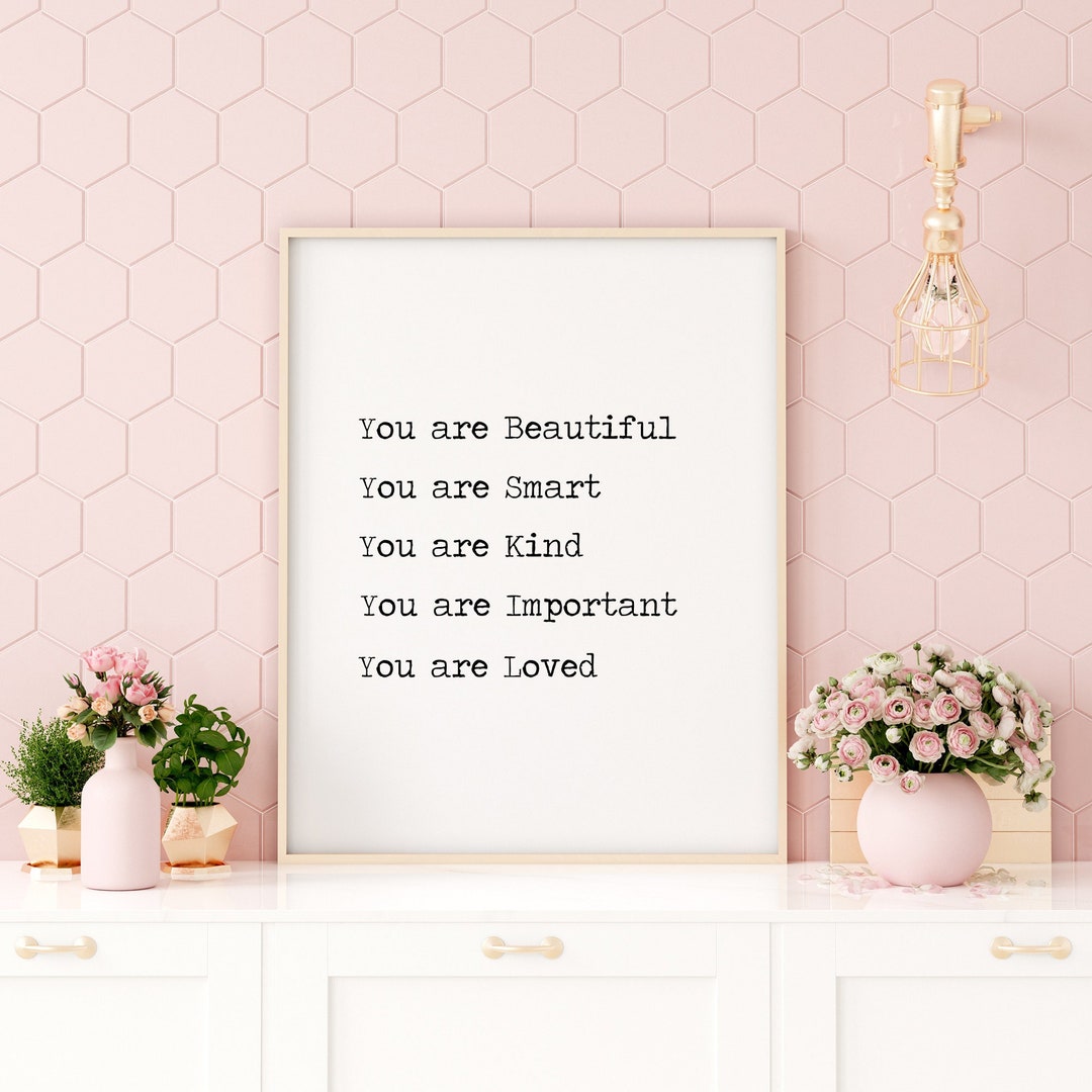 You Are Beautiful Print, Girl Affirmation Wall Art, Girl Room Prints ...