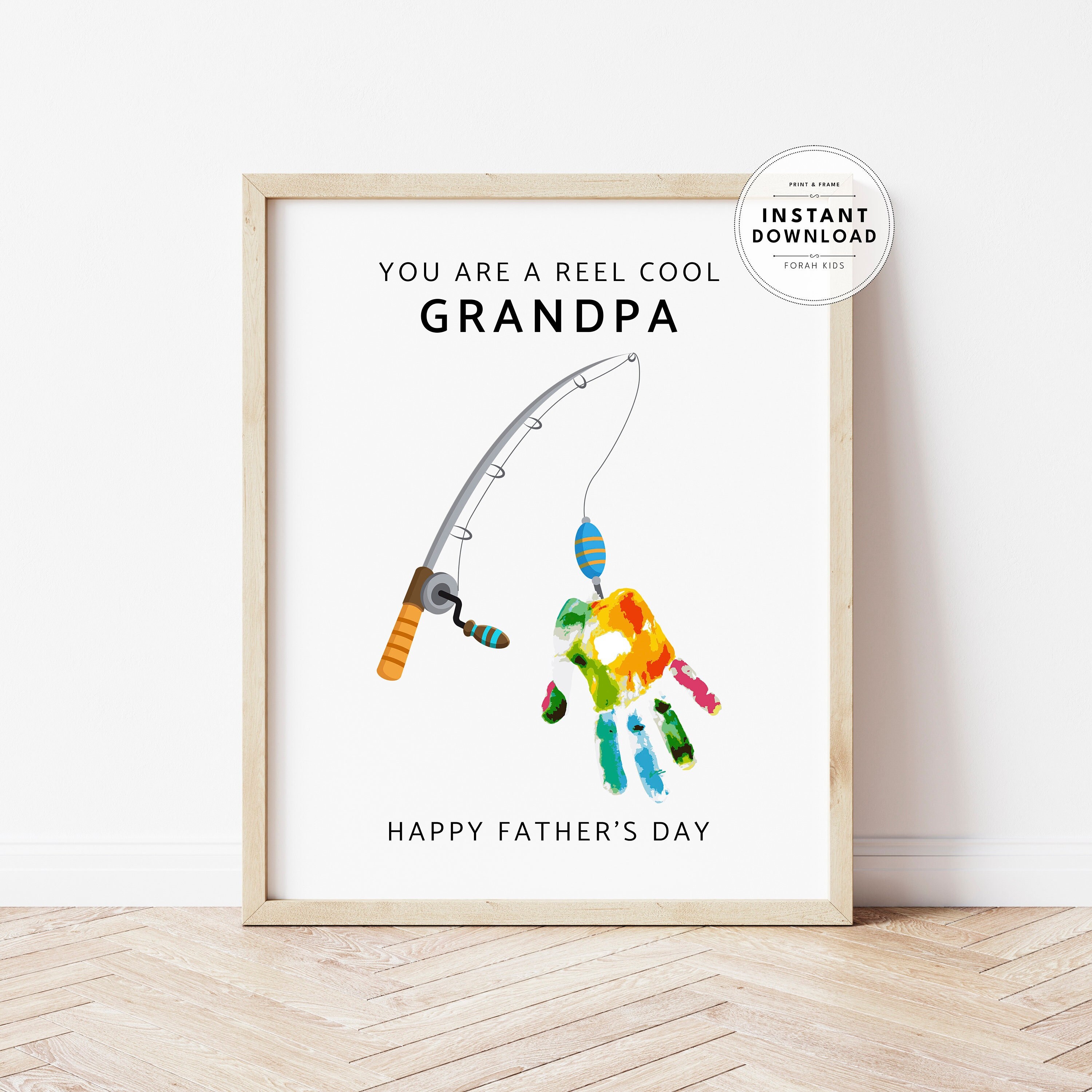 Handprint Art, Fathers Day Gift for Grandpa, Reel Cool Grandpa ...
