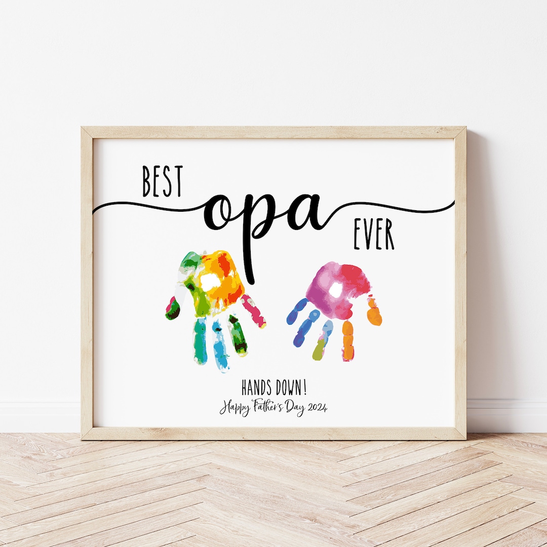 Handprint Art, Fathers Day Gift for Grandpa, Best Opa Ever, Handprint ...