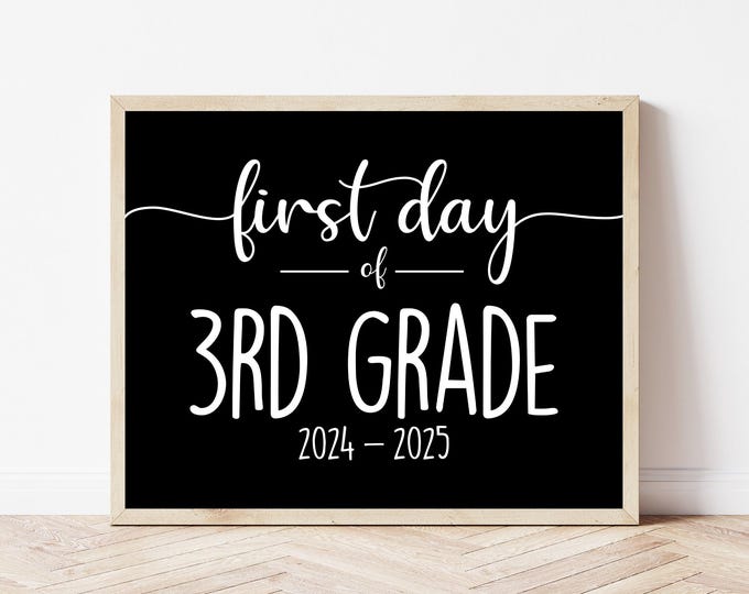 First Day of School Sign, First Day of Third Grade Sign, Third Grade ...