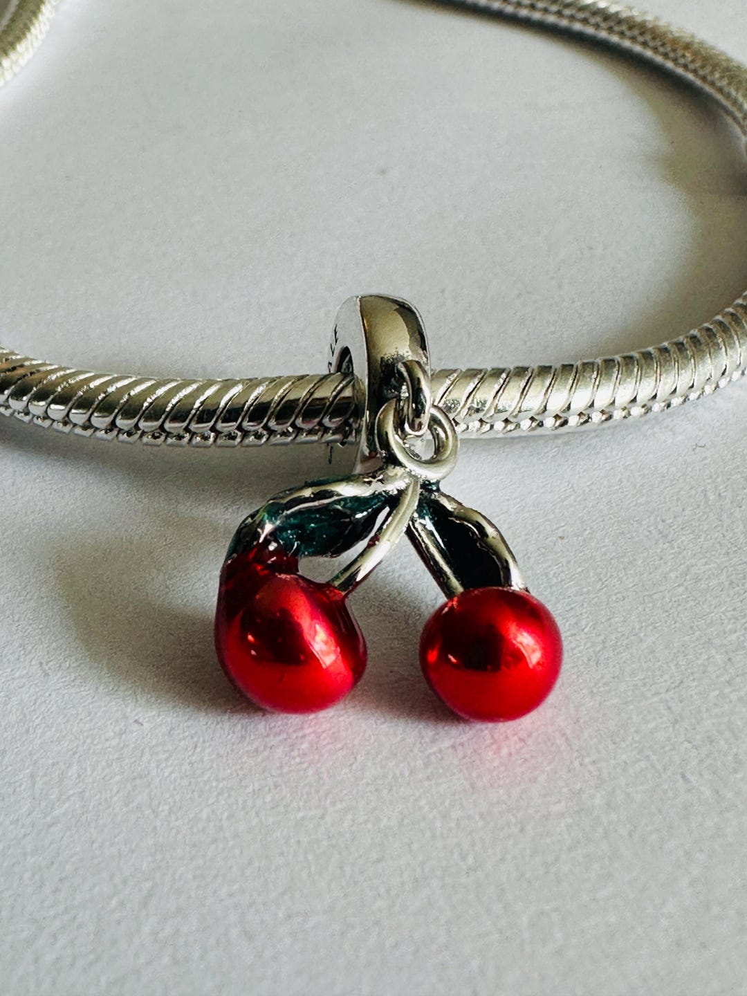New Authentic Asymmetrical CHERRY Fruit Dangle Charm for Pandora ...