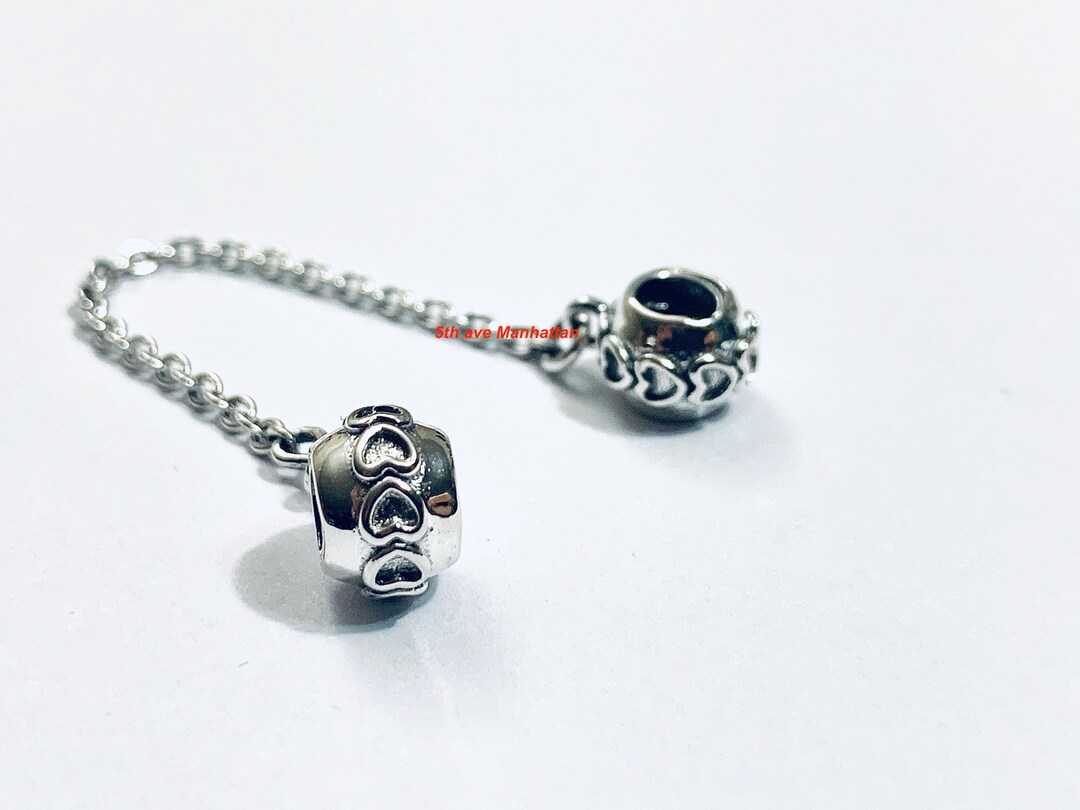 NEW Authentic Silver Love Heart Safety Chain /charm for Bracelets ...