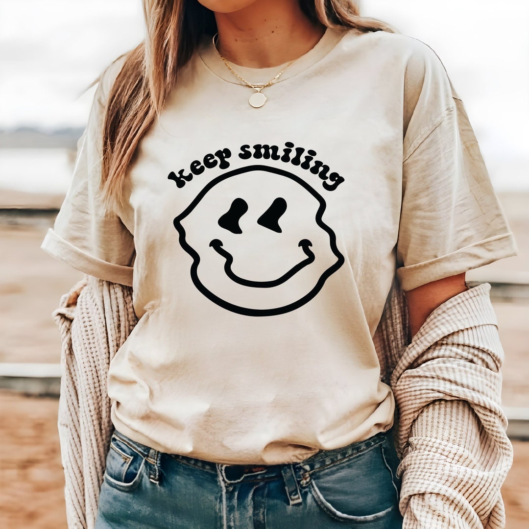 Keep Smiling Shirt, Summer Happy Face Shirt, Trendy Smiling T-shirt, Be ...