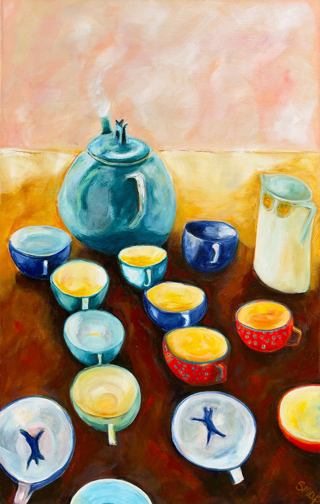A Whimsical Still Life Oil Painting, the Teapot's Dream, by Susannah ...