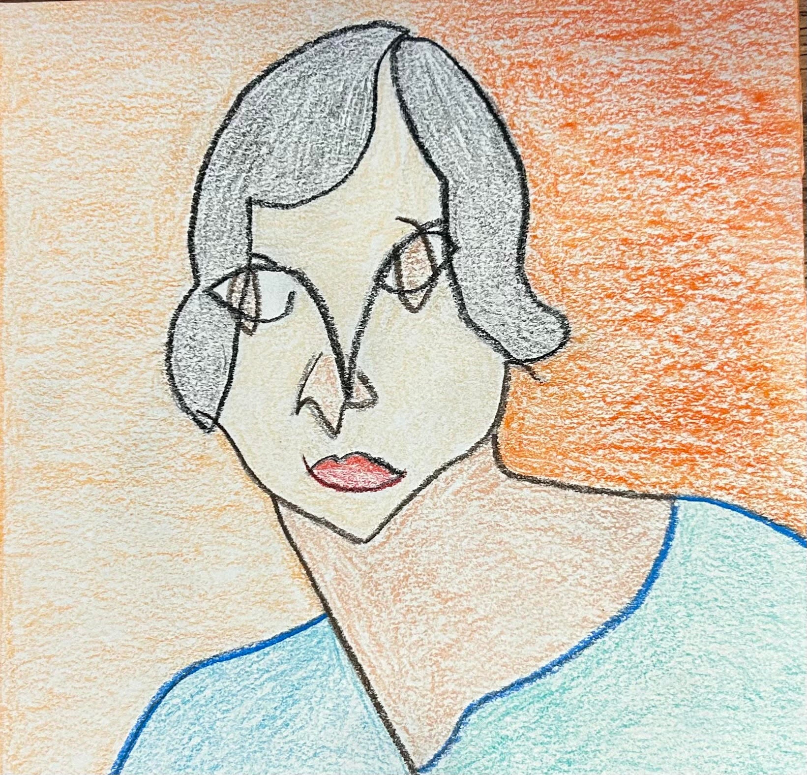 Abstract Colored Pencil Drawing, Drawing of an Abstract Lady, Abstract ...