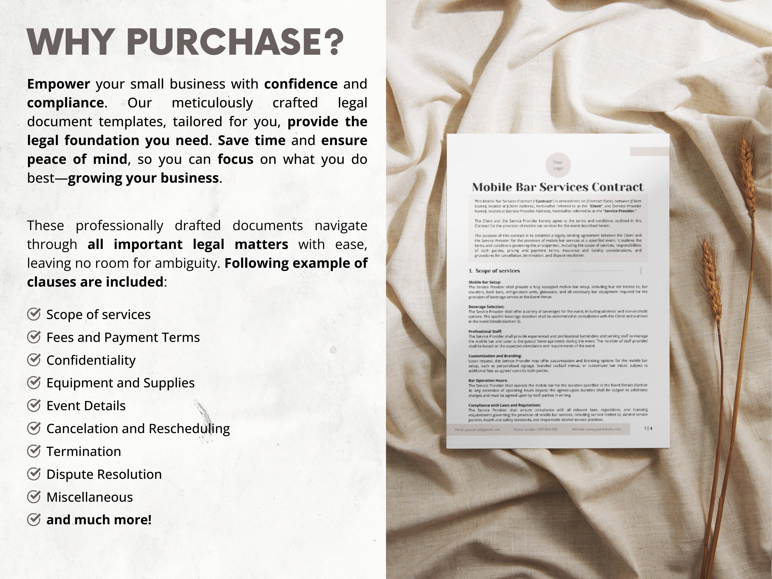 Mobile Bar Forms Bundle, Bartender Business Forms, Bartending Contract ...