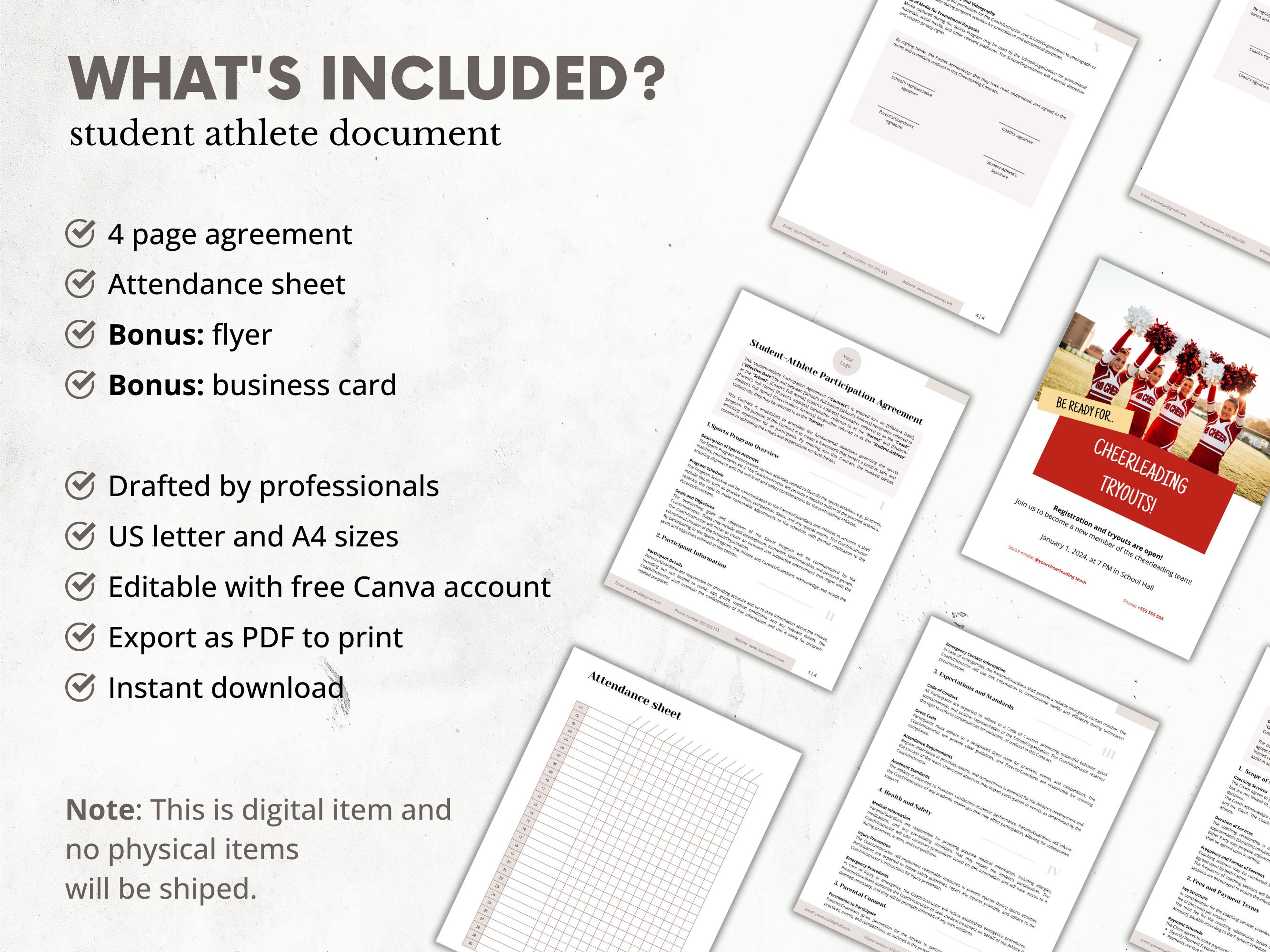 Student Athlete Contract, Athlete Agreement, Student Sports Contract ...