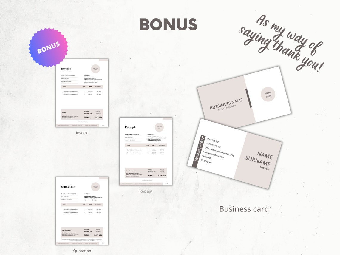 Mobile Bar Forms Bundle, Bartender Business Forms, Bartending Contract ...