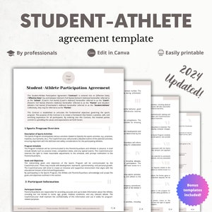 Student Athlete Contract, Athlete Agreement, Student Sports Contract ...