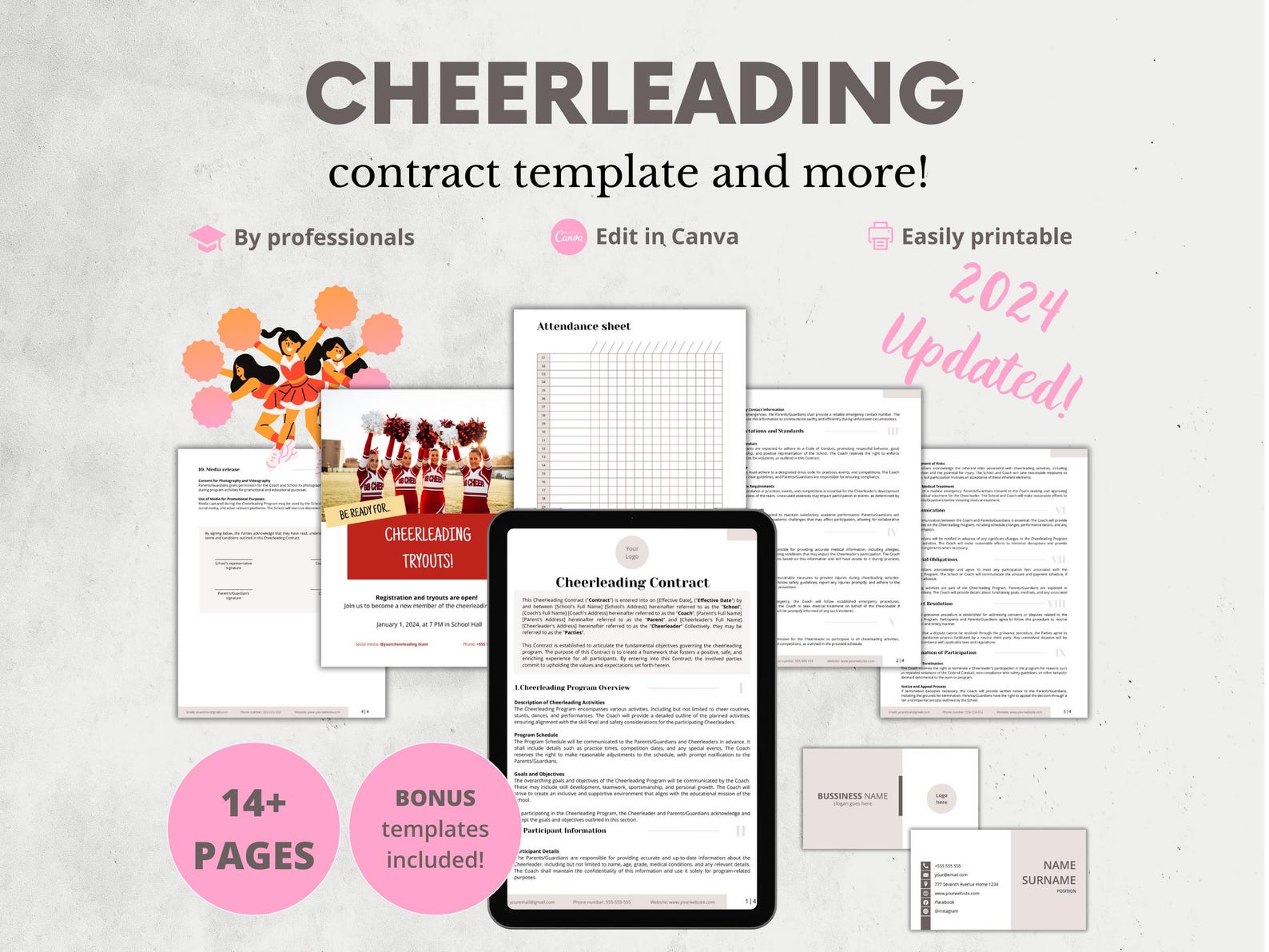 Cheerleading Contract, Cheerleading Agreement Template, Athlete ...