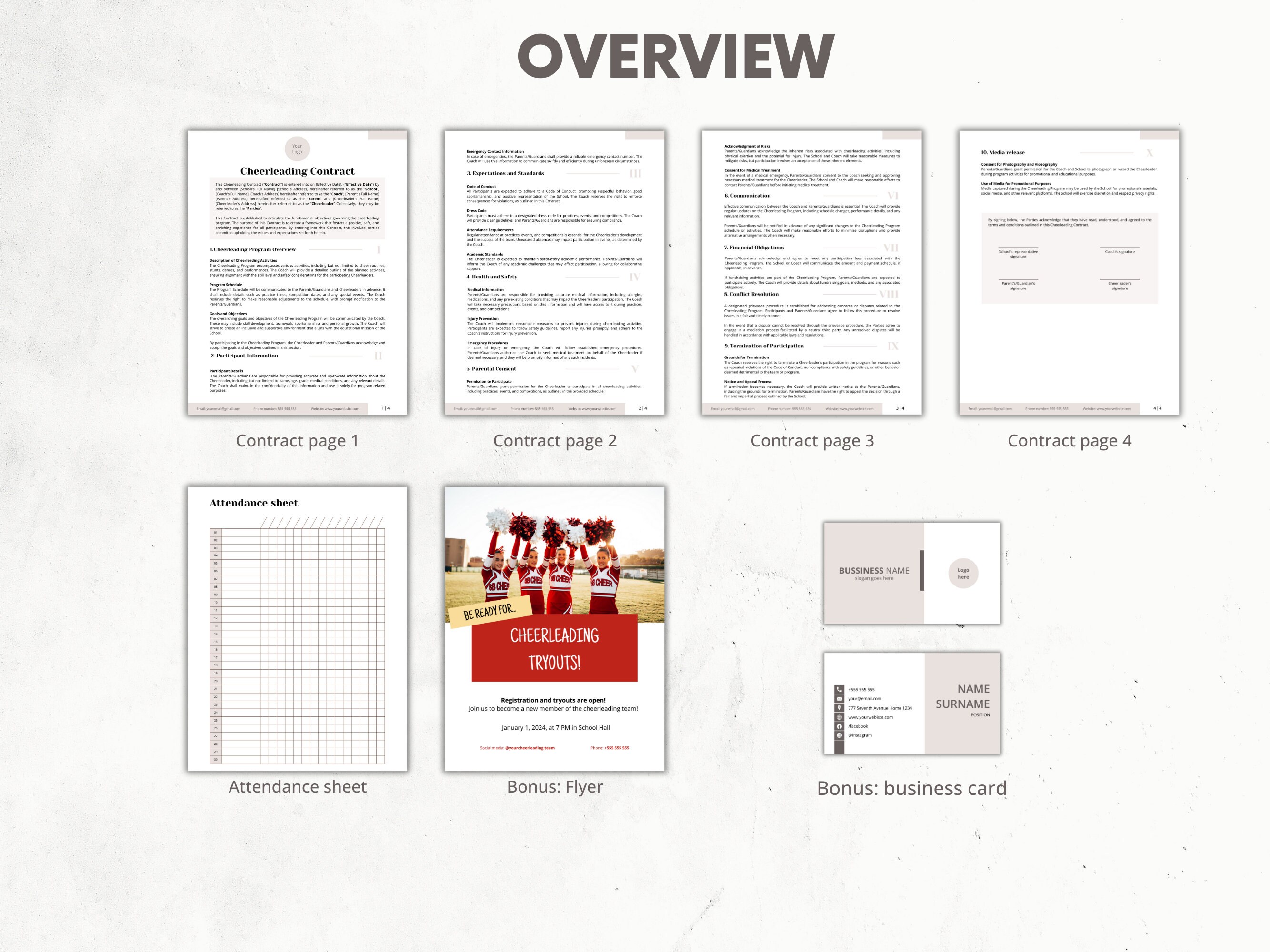 Cheerleading Contract, Cheerleading Agreement Template, Athlete ...