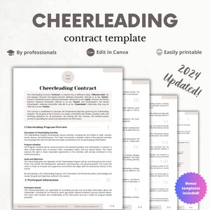 Cheerleading Contract, Cheerleading Agreement Template, Athlete Contract, Cheerleader Forms ...
