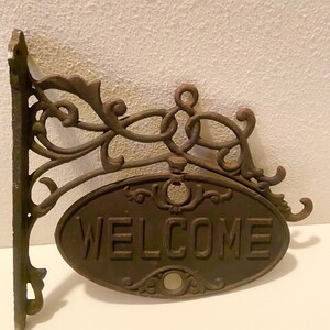 Vintage Cast Iron Welcome Sign - Etsy