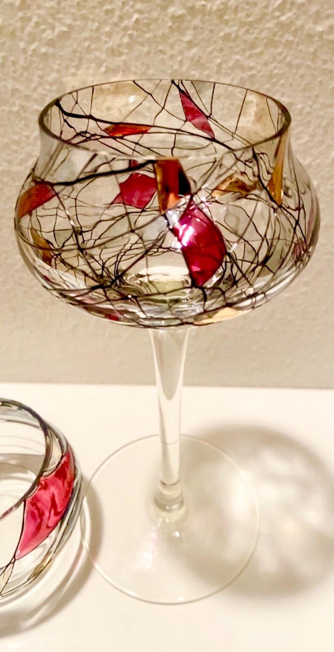 Set of 3 Vintage Partylite, Mosaic Glass Tea Light Candle Holders - Etsy