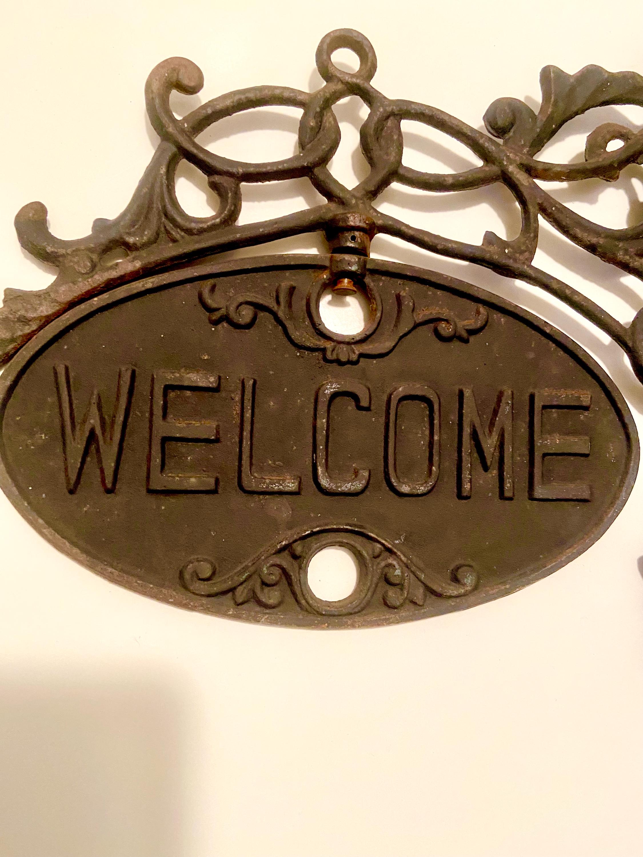 Vintage Cast Iron Welcome Sign - Etsy
