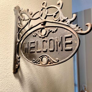Vintage Cast Iron Welcome Sign - Etsy