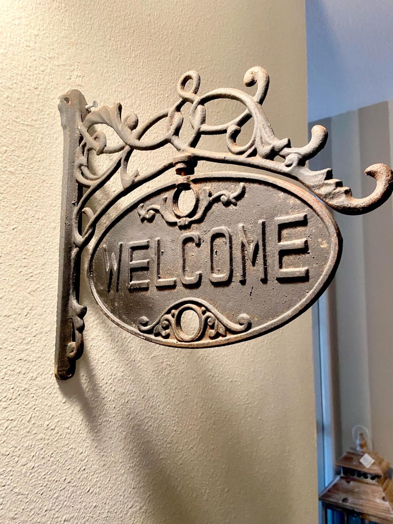 Vintage Cast Iron Welcome Sign - Etsy