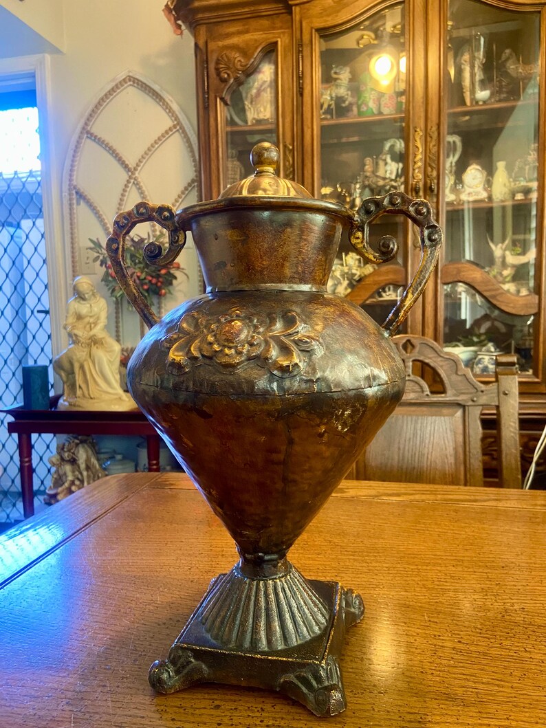 Vintage Ornate Large Metal Vase - Etsy