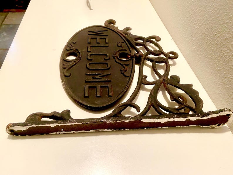 Vintage Cast Iron Welcome Sign - Etsy