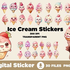 Ice Cream PNG, 30 Ice Cream Sticker, Ice Cream Clipart, Vector Sticker ...