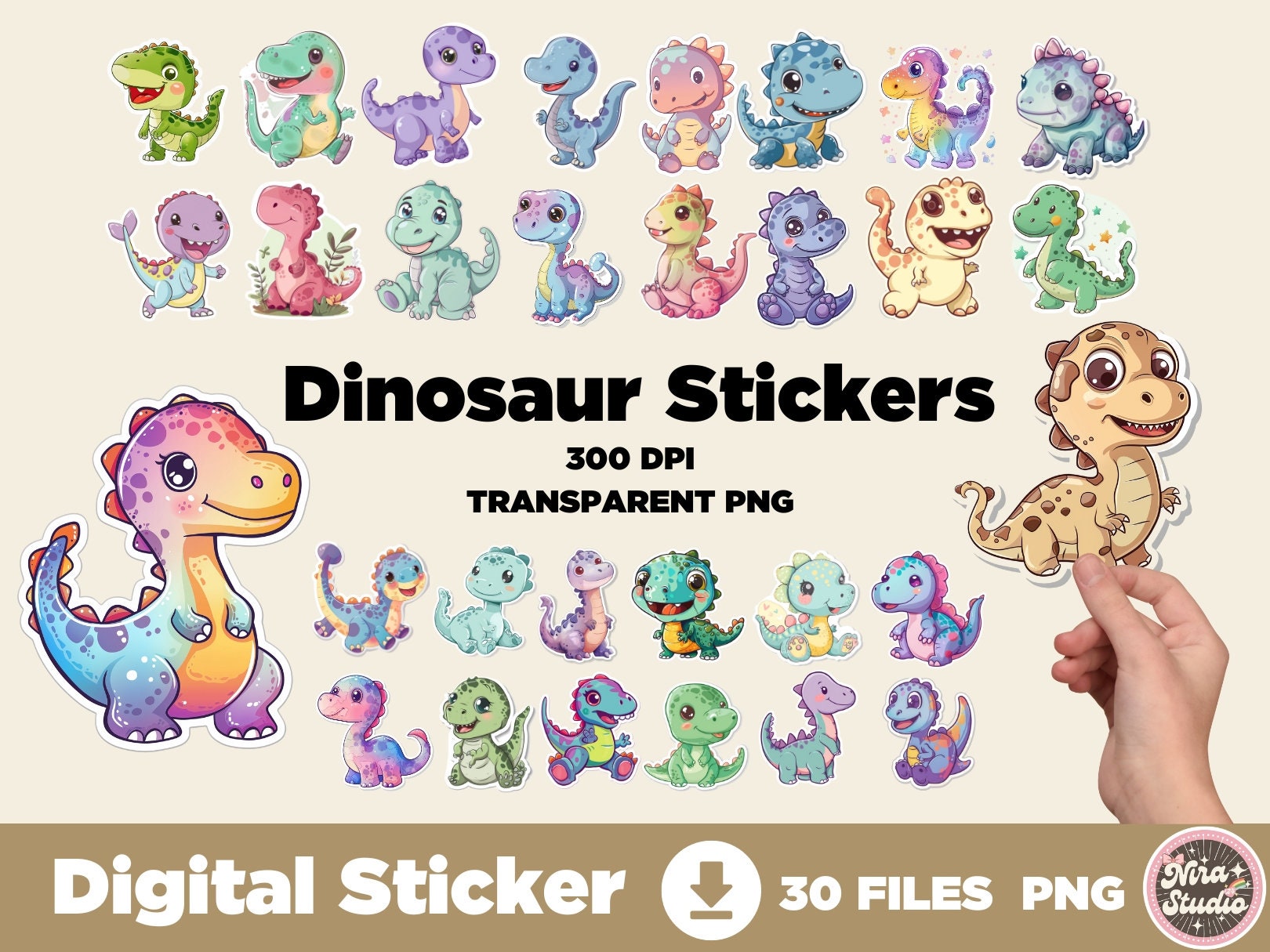 Dinosaur PNG, 30 Dinosaur Sticker, Dinosaur Clipart, Vector Sticker ...
