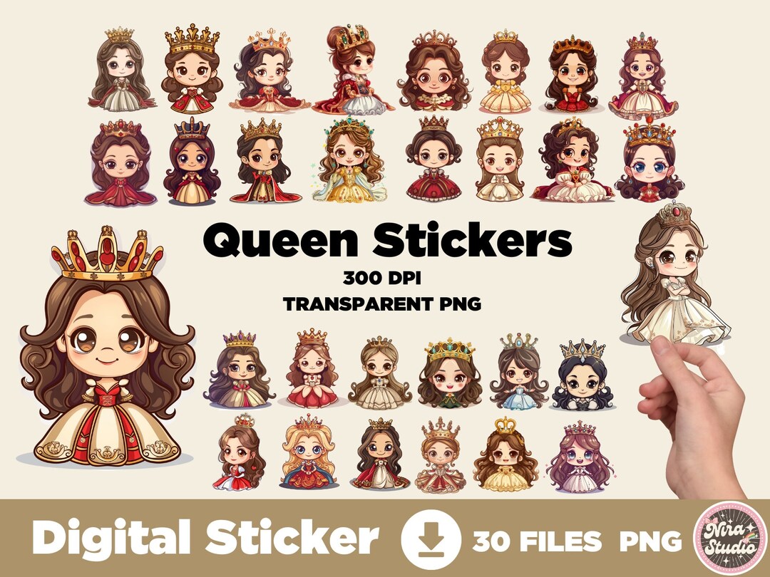 Queen PNG, 30 Queen Sticker, Queen Clipart, Vector Sticker, Printable ...