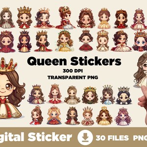 Queen PNG, 30 Queen Sticker, Queen Clipart, Vector Sticker, Printable ...