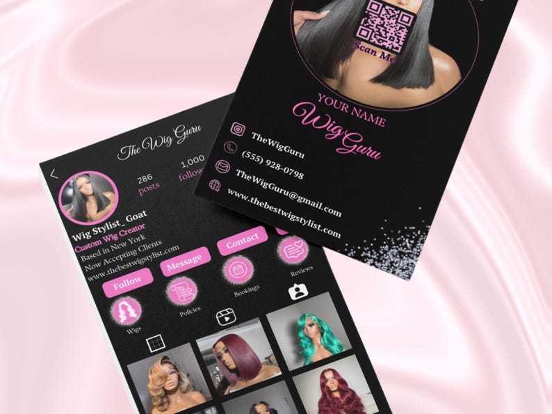 Custom Instagram Business Card Template | Hair Stylist, Lashes, Braids ...