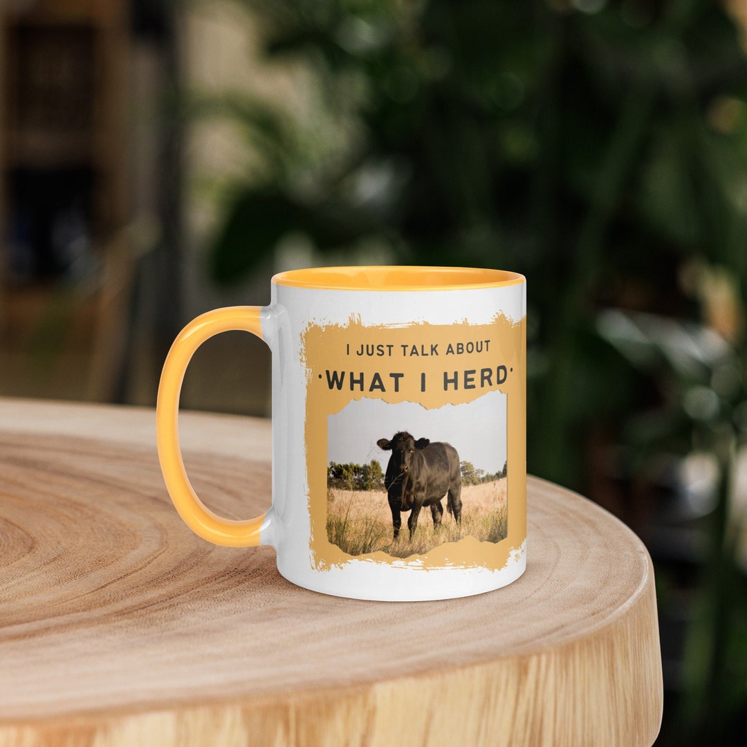 What I Herd, Cattle Farming Pun Mug With Yellow Accents, Rancher Mug ...